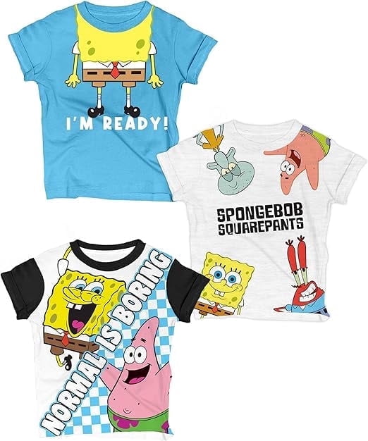 SpongeBob SquarePants Boys' Graphic T-Shirts (3-Pack) â Toddler to Big ...