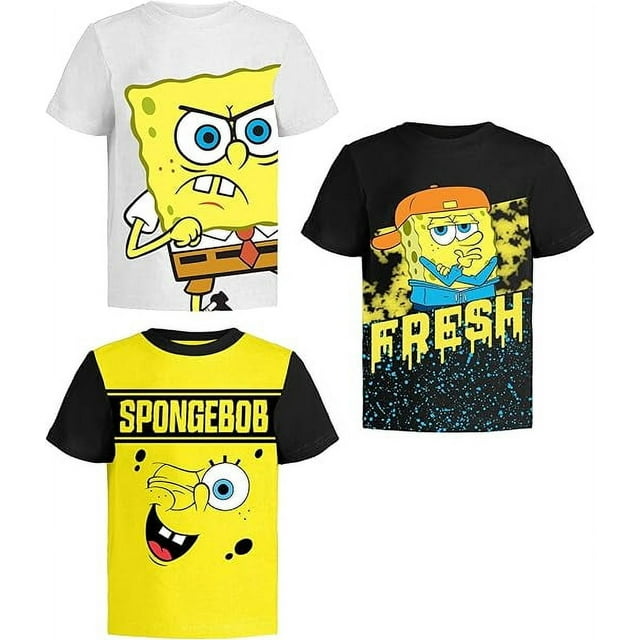 SpongeBob SquarePants Boys' Graphic T-Shirts (3-Pack) â Toddler to Big ...