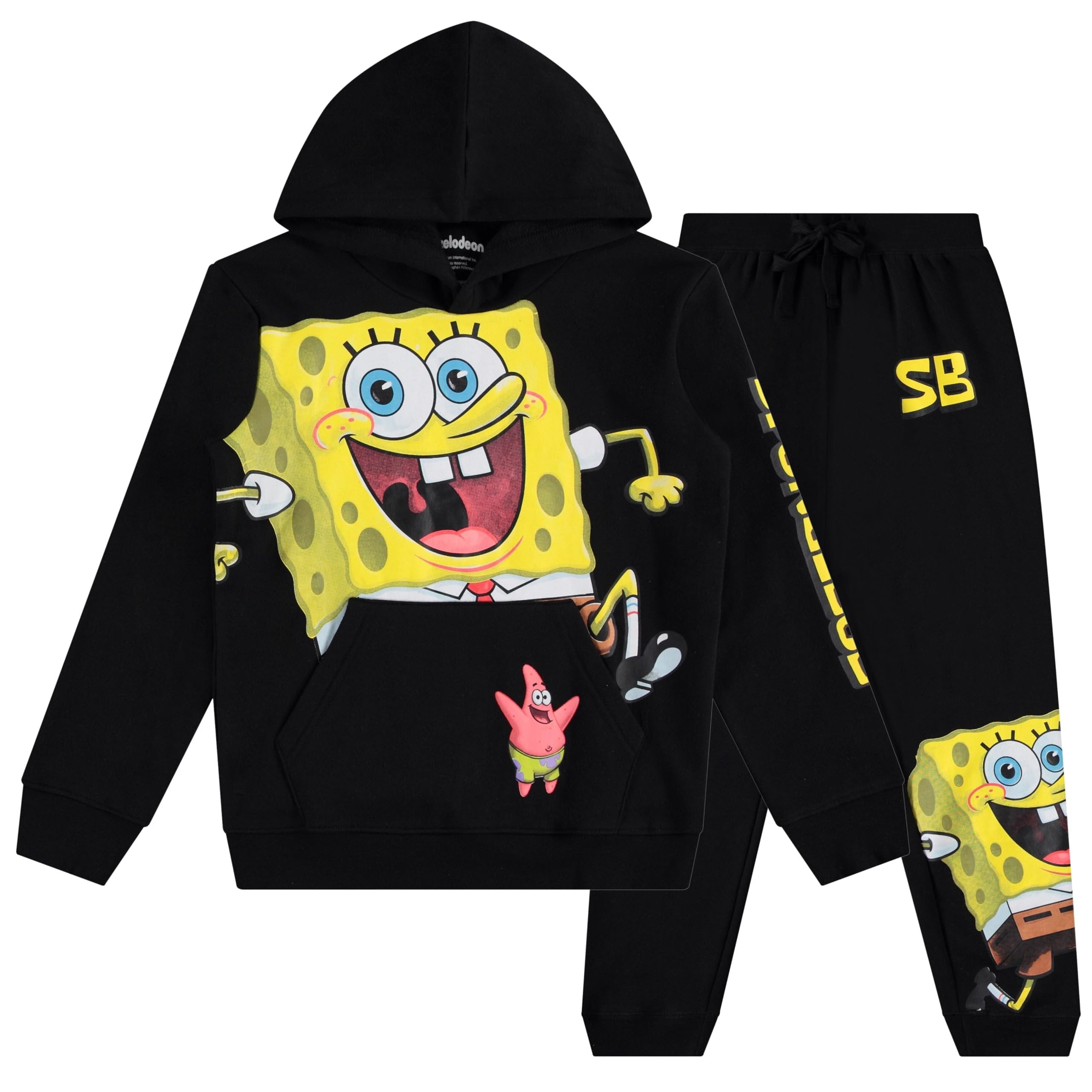 SpongeBob SquarePants Boys Hoodie and Jogger Sweatpants Set, Black ...