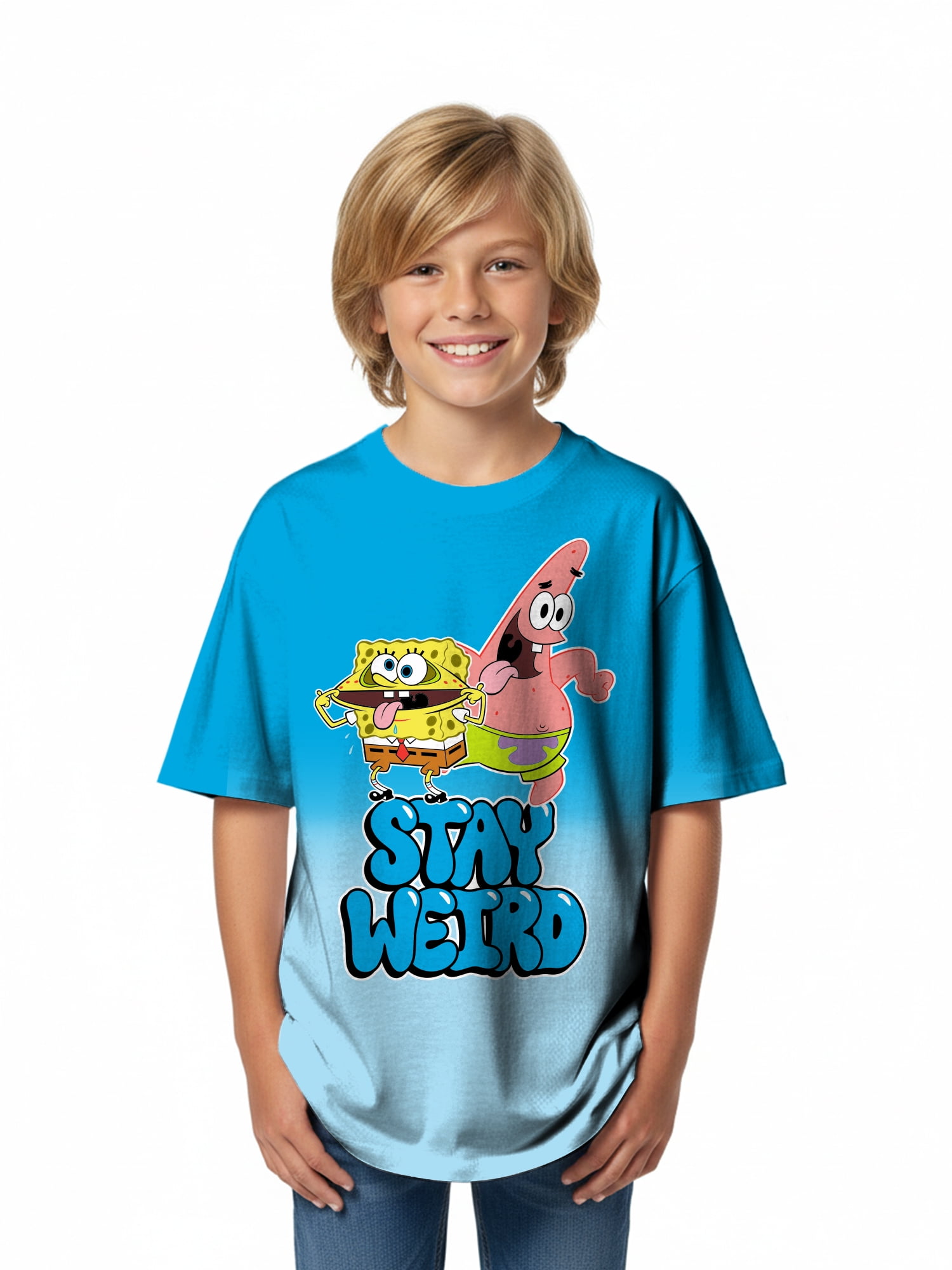 SpongeBob SquarePants Boys' Oversized Graphic Tee with Short Sleeves ...