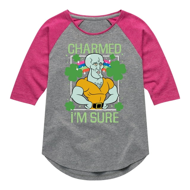 SpongeBob SquarePants - Charmed I'm Sure - Girls Shirt Tail Raglan ...