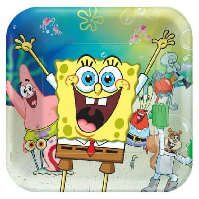 SpongeBob SquarePants Large Paper Plates, 9"x9" (8ct) - Birthday Party ...