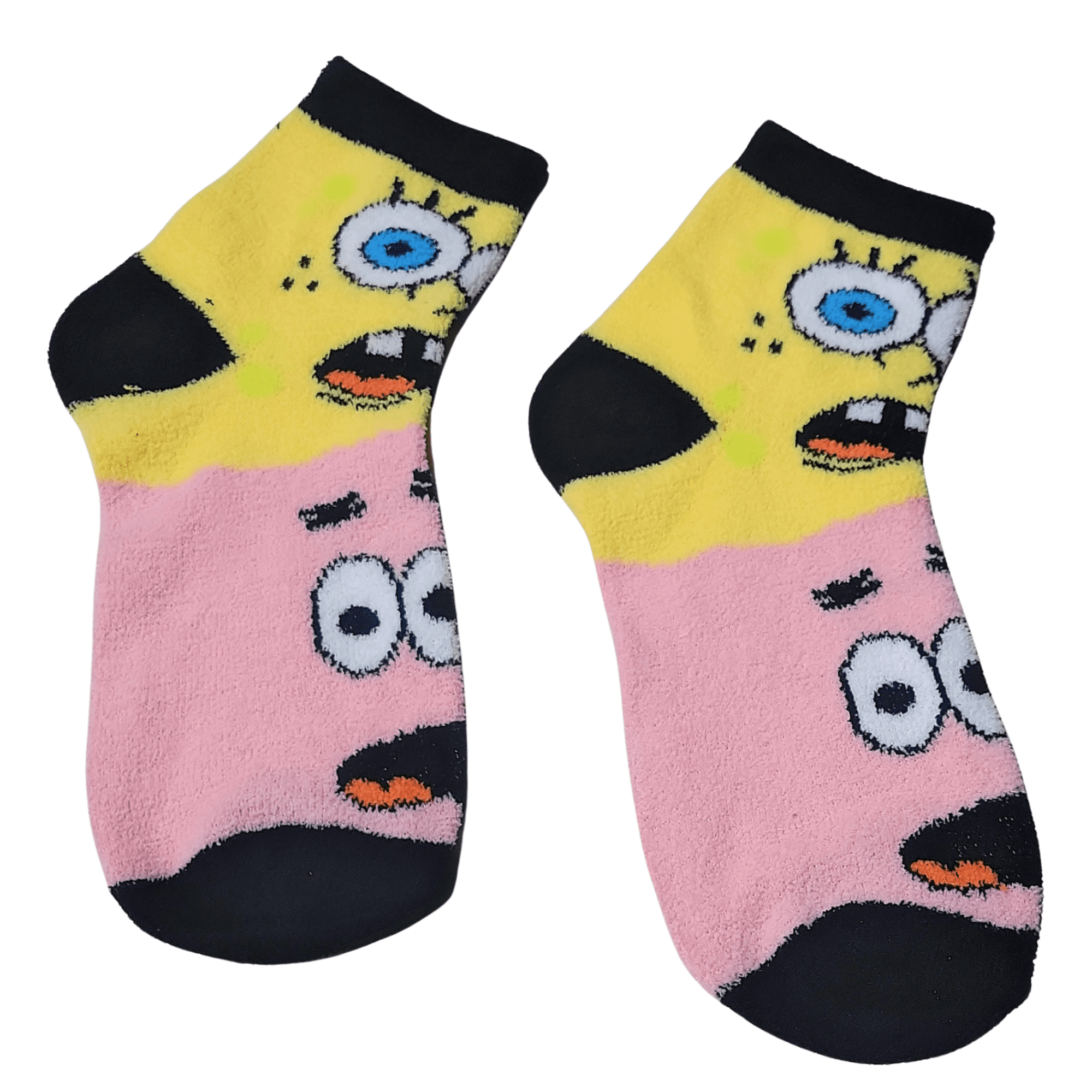 SpongeBob SquarePants Fuzzy Ankle Socks Yellow Womens 9-13 - Walmart.com