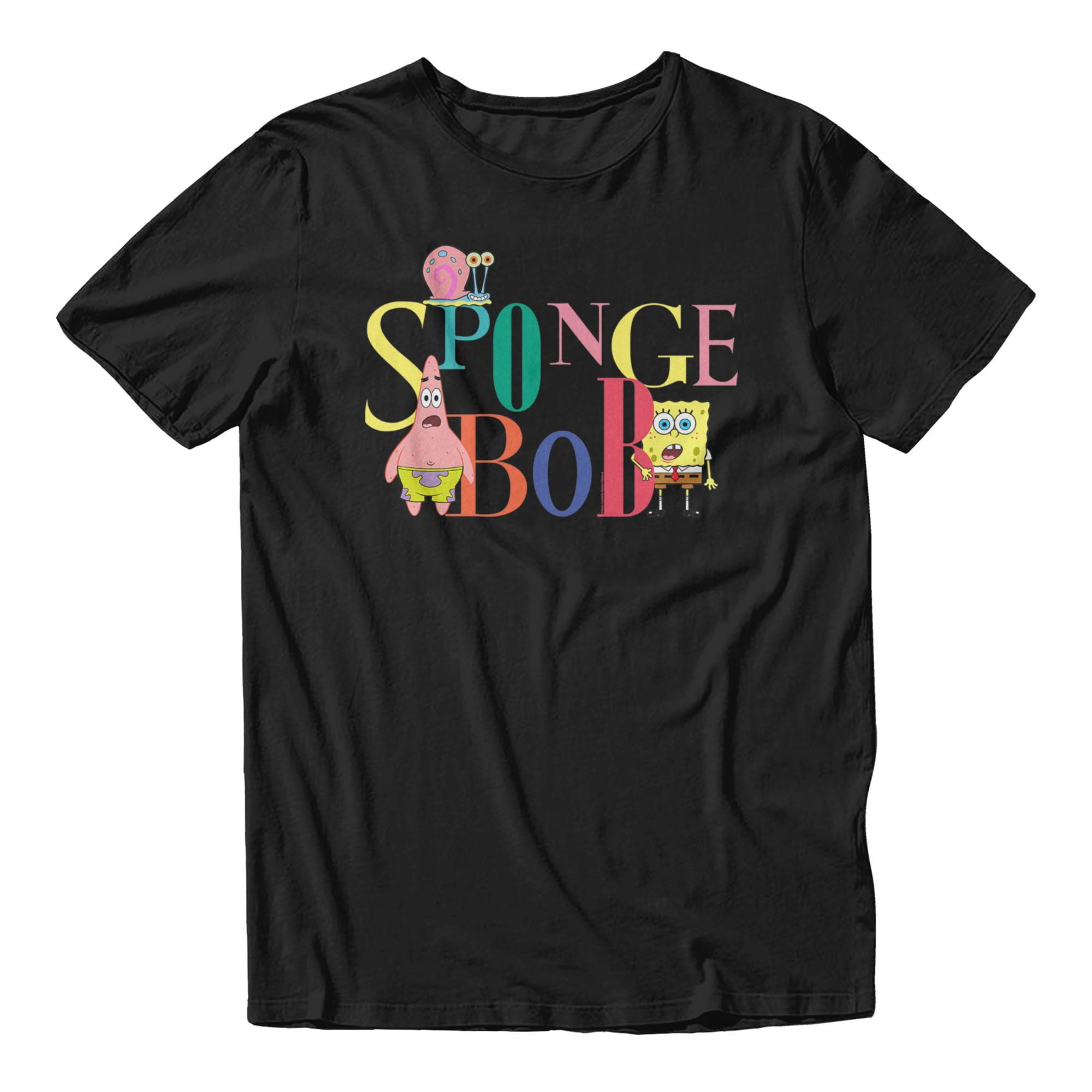 SpongeBob SquarePants Gary Patrick Letter Art Men's T Shirt (Black, S ...