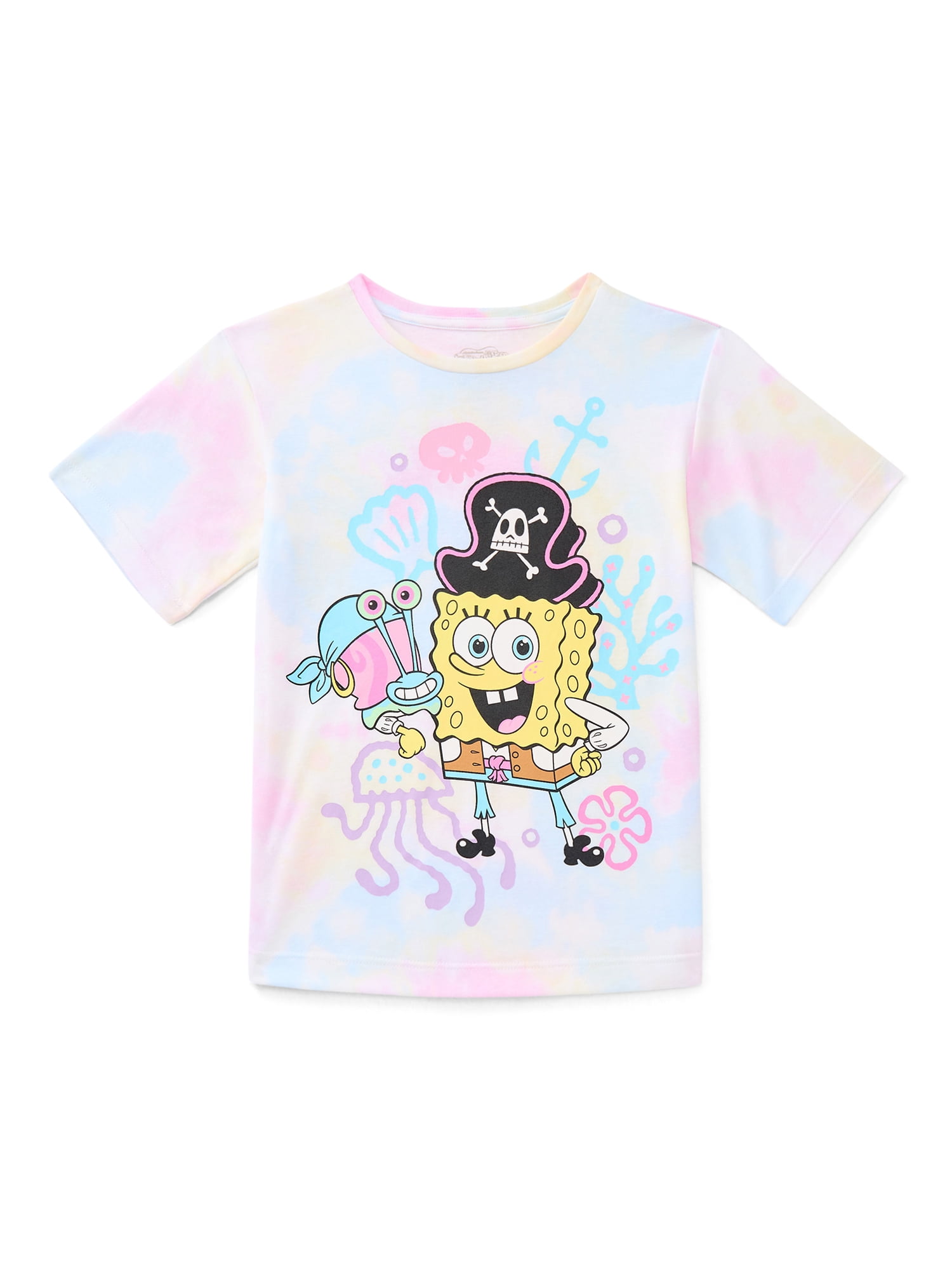 SpongeBob SquarePants Girls Pirate Sponge Graphic Tee with Short ...