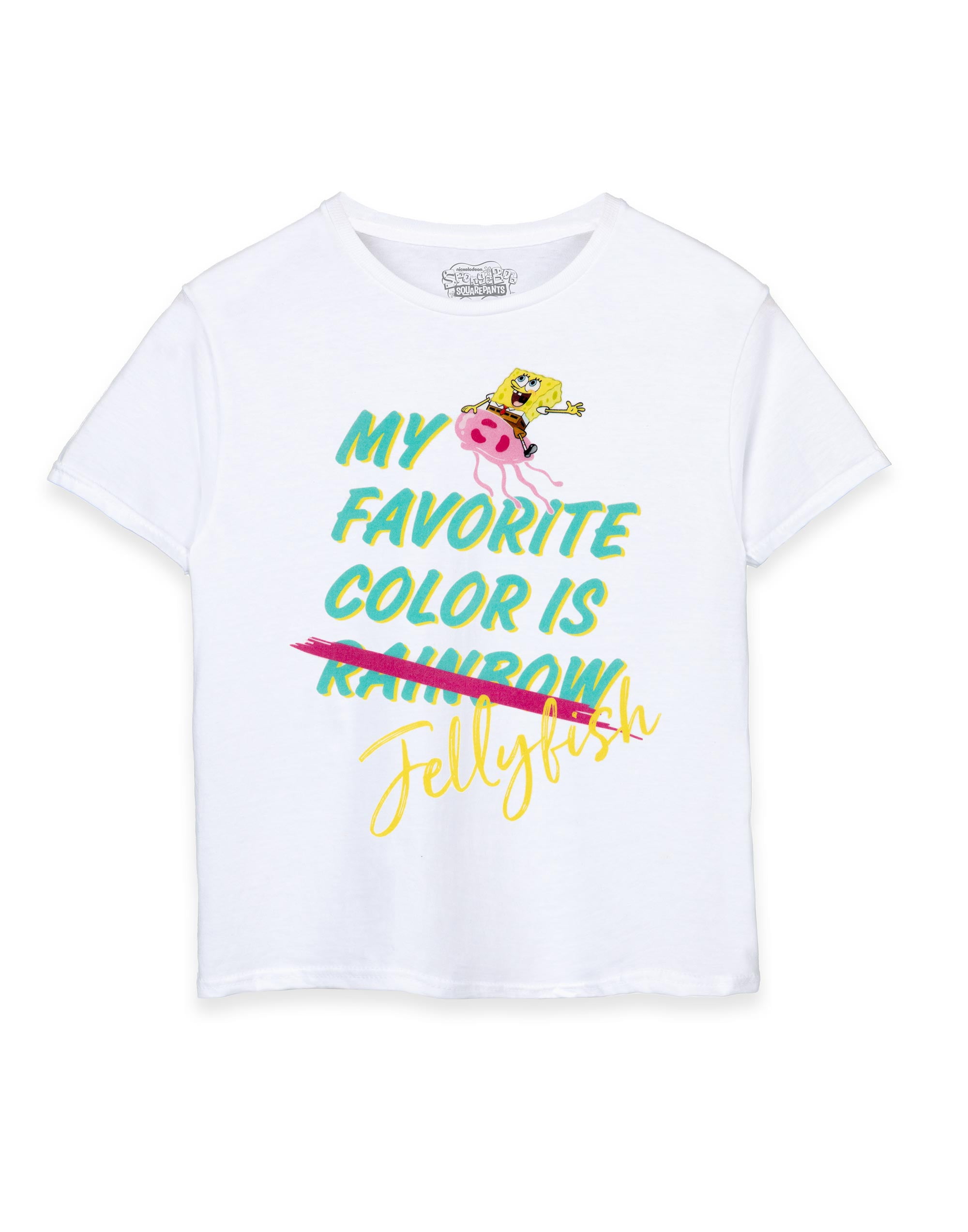 SpongeBob SquarePants Girls White Short Sleeved T-Shirt - Walmart.com