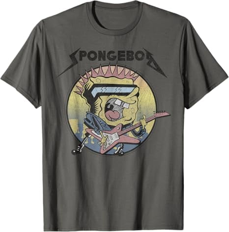 SpongeBob SquarePants Heavy Metal Rock Short Sleeve T-Shirt - Walmart.com