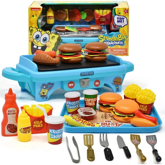 SpongeBob SquarePants Kids BBQ Play Grill Kitchen Set with Lights and ...