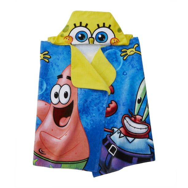 SpongeBob SquarePants Kids Hooded Towel, Cotton, Blue, Nickelodeon ...