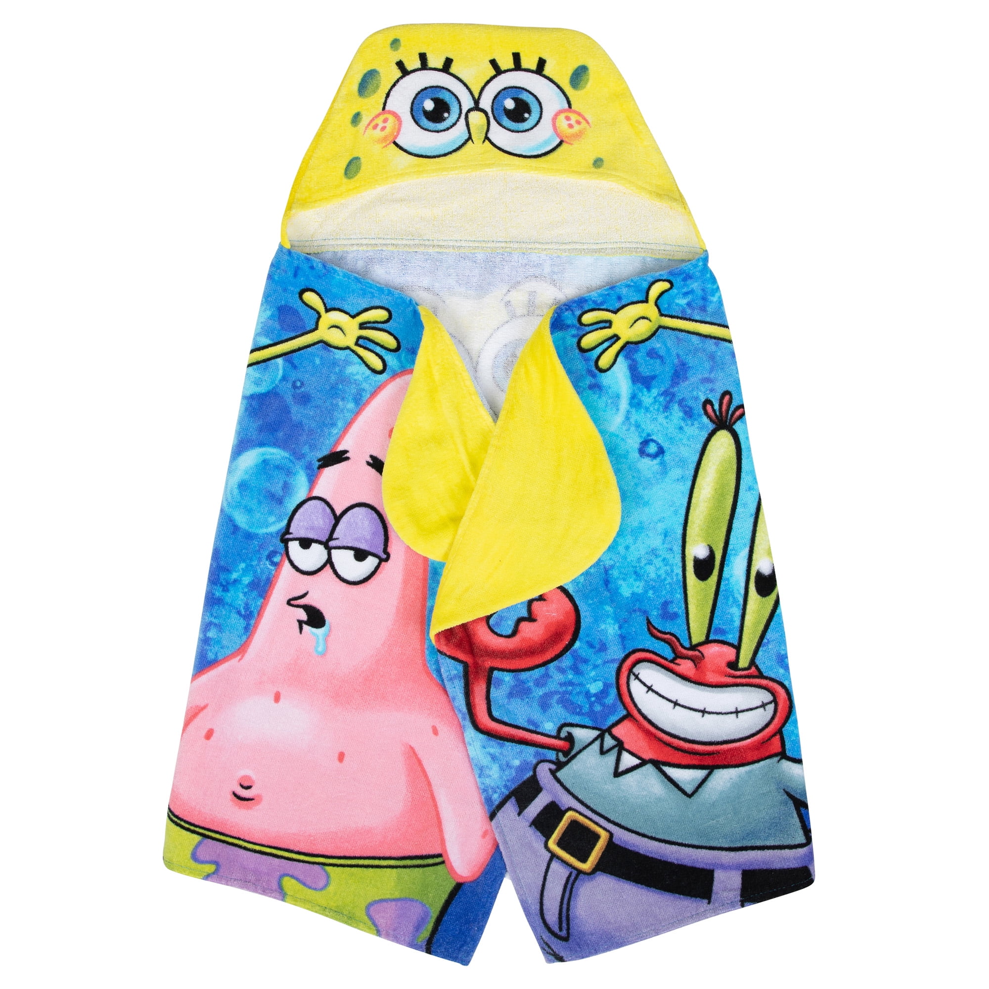SpongeBob SquarePants Kids Hooded Towel, Cotton, Blue, Nickelodeon ...
