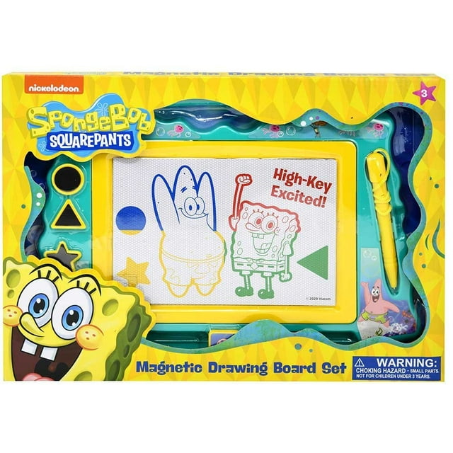SpongeBob Magnetic Drawing Set: Board, Stylus, 3 Stamps for Kids 3 ...