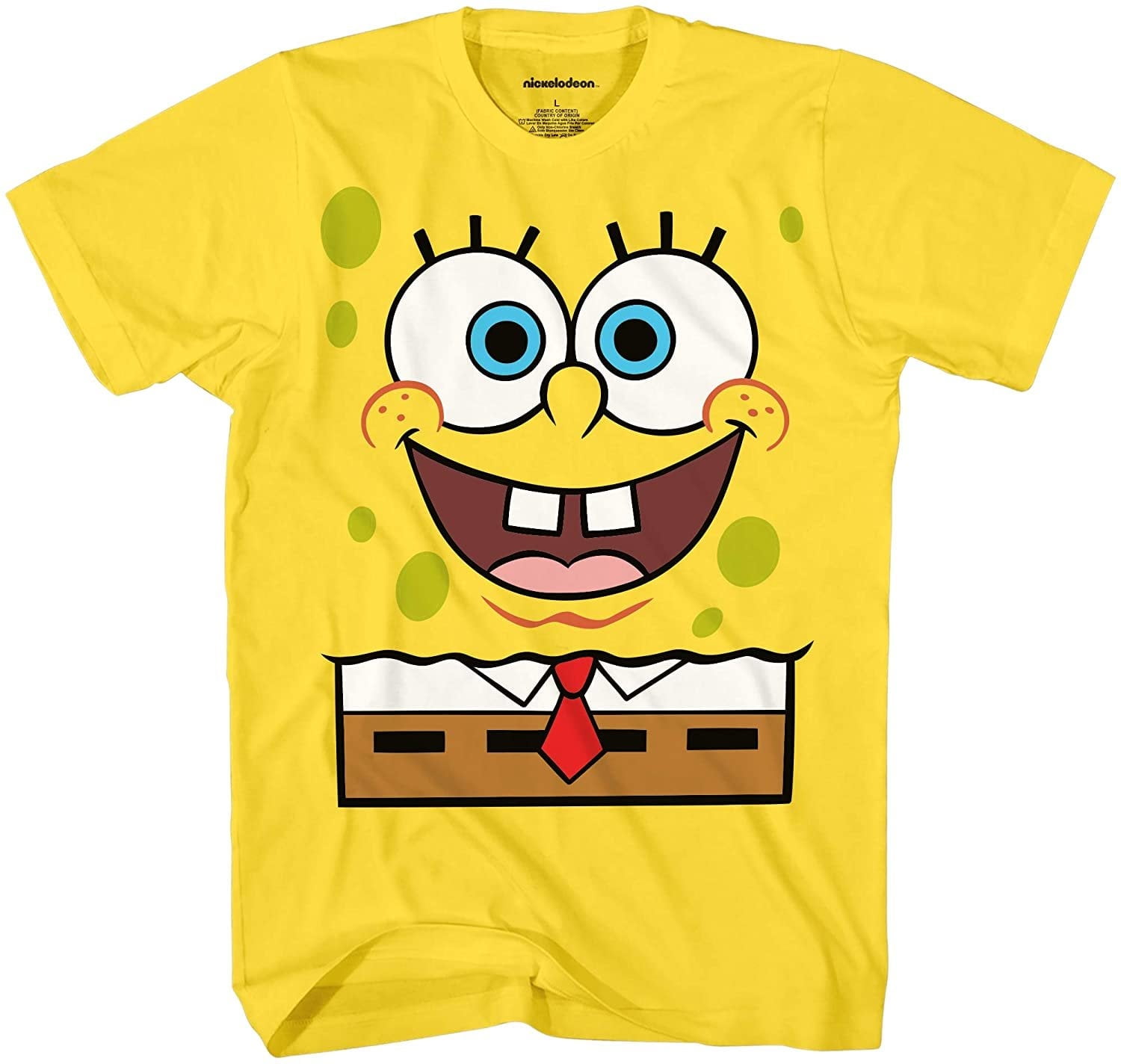 SpongeBob SquarePants Mens Shirt, Graphic SpongeBob T-Shirt Yellow - XL ...