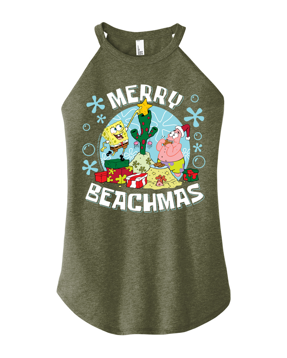 SpongeBob SquarePants - Merry Beachmas - Juniors High Neck Tank Top ...