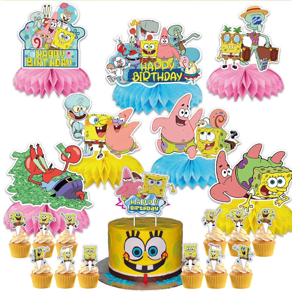 SpongeBob SquarePants Party Decor Supplies Honeycomb Centerpieces Table ...