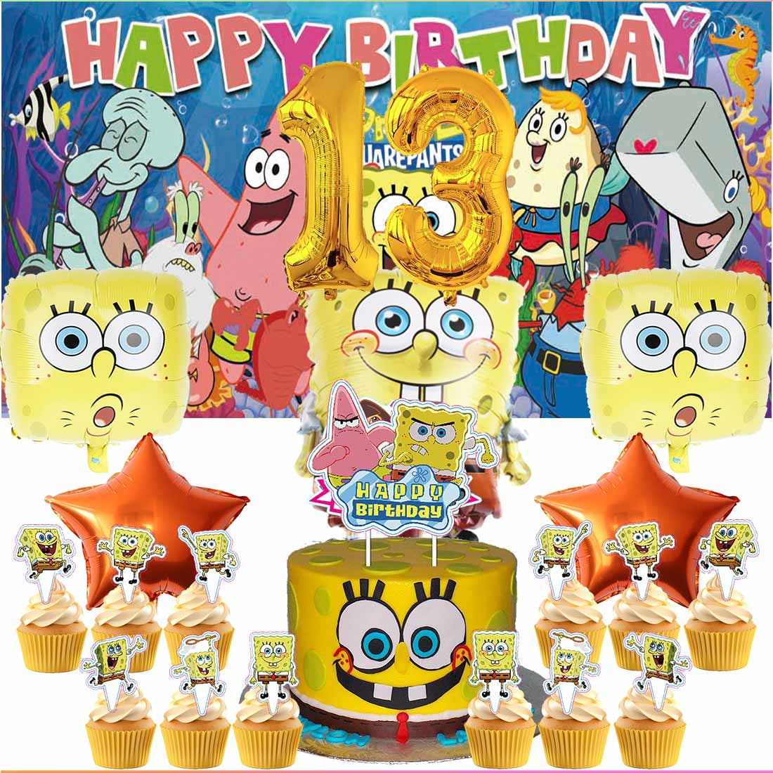 SpongeBob SquarePants Party Supplies Decor 13th Kit Balloons Birthday ...