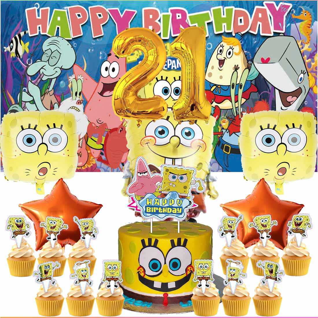 SpongeBob SquarePants Party Supplies Decor 21th Kit Balloons Birthday ...