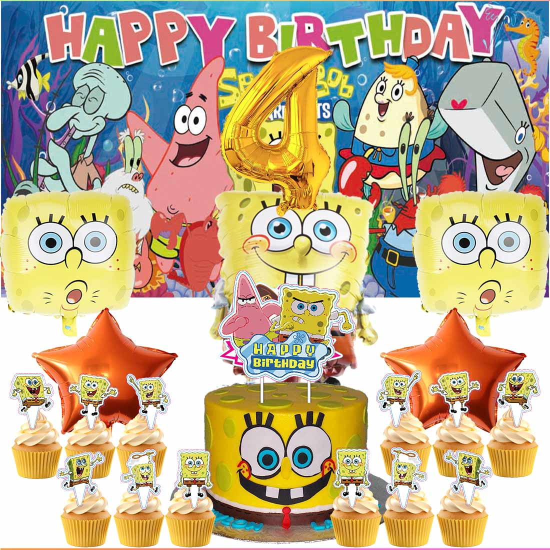 SpongeBob SquarePants Party Supplies Decor 4th Kit Balloons Birthday ...