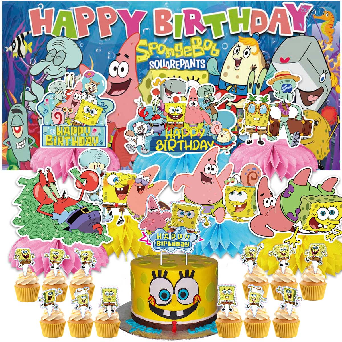 SpongeBob SquarePants Party Supplies Honeycomb Centerpieces Table ...
