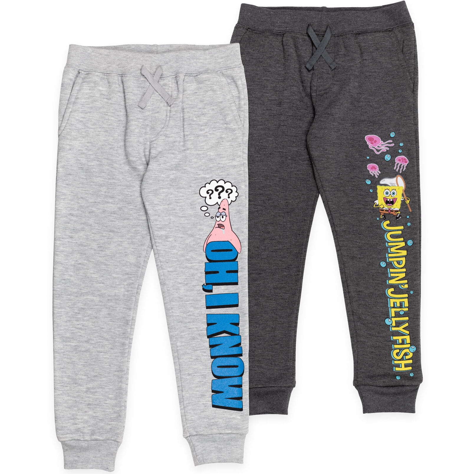 SpongeBob SquarePants Star Sweat Jogger Pants, 2 Pack Toddler to Big ...