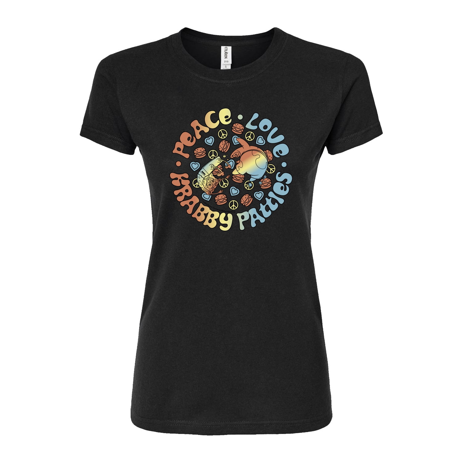 SpongeBob SquarePants - Peace Love Krabby Patties - Juniors Fitted ...