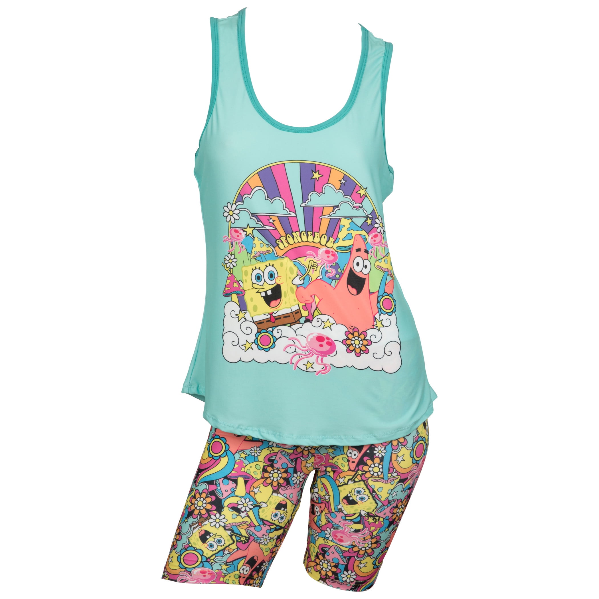 SpongeBob SquarePants Psychadelic Fields Racer Back Tank and Shorts ...