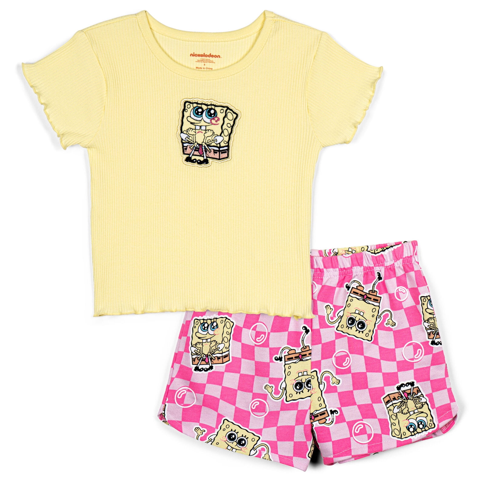 SpongeBob SquarePants Ribbed T-Shirt and French Terry Shorts Outfit Set ...
