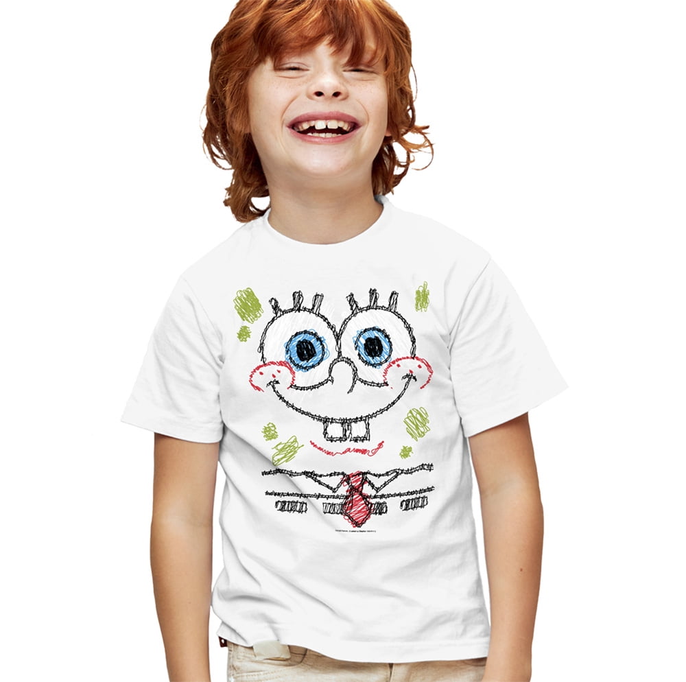 SpongeBob SquarePants SpongeBob Scribble Smile Kids T Shirt for Youth ...