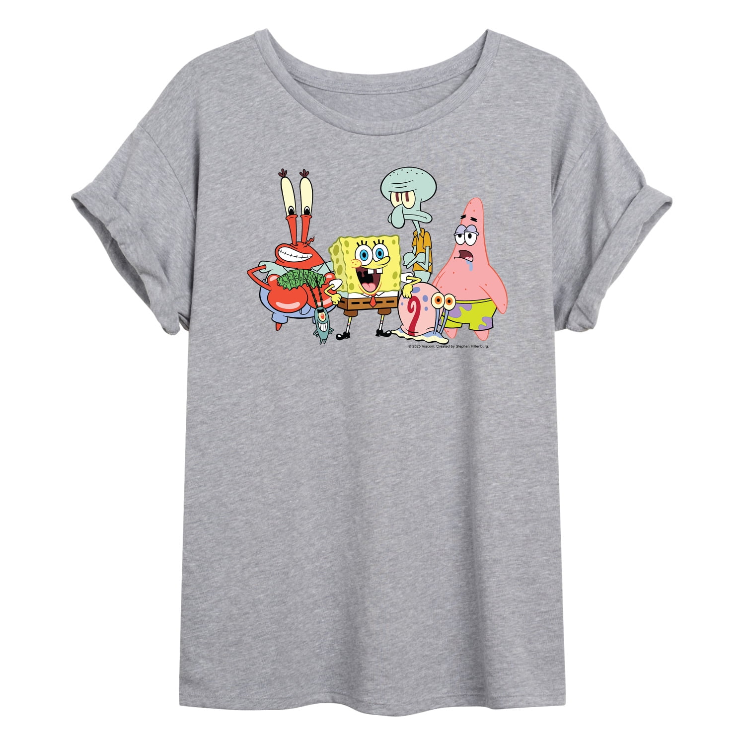 SpongeBob SquarePants - Squad - Juniors Oversized Graphic T-Shirt ...