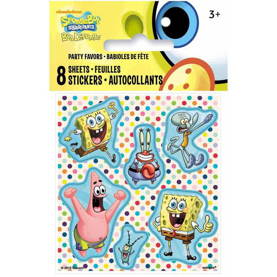 SpongeBob SquarePants Sticker Sheets, 8ct - Walmart.com
