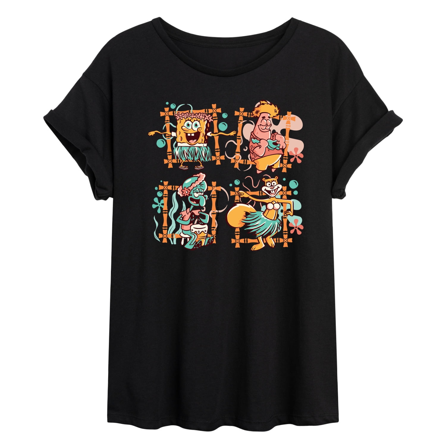 SpongeBob SquarePants - Tiki Squares - Juniors Ideal Flowy Muscle T ...