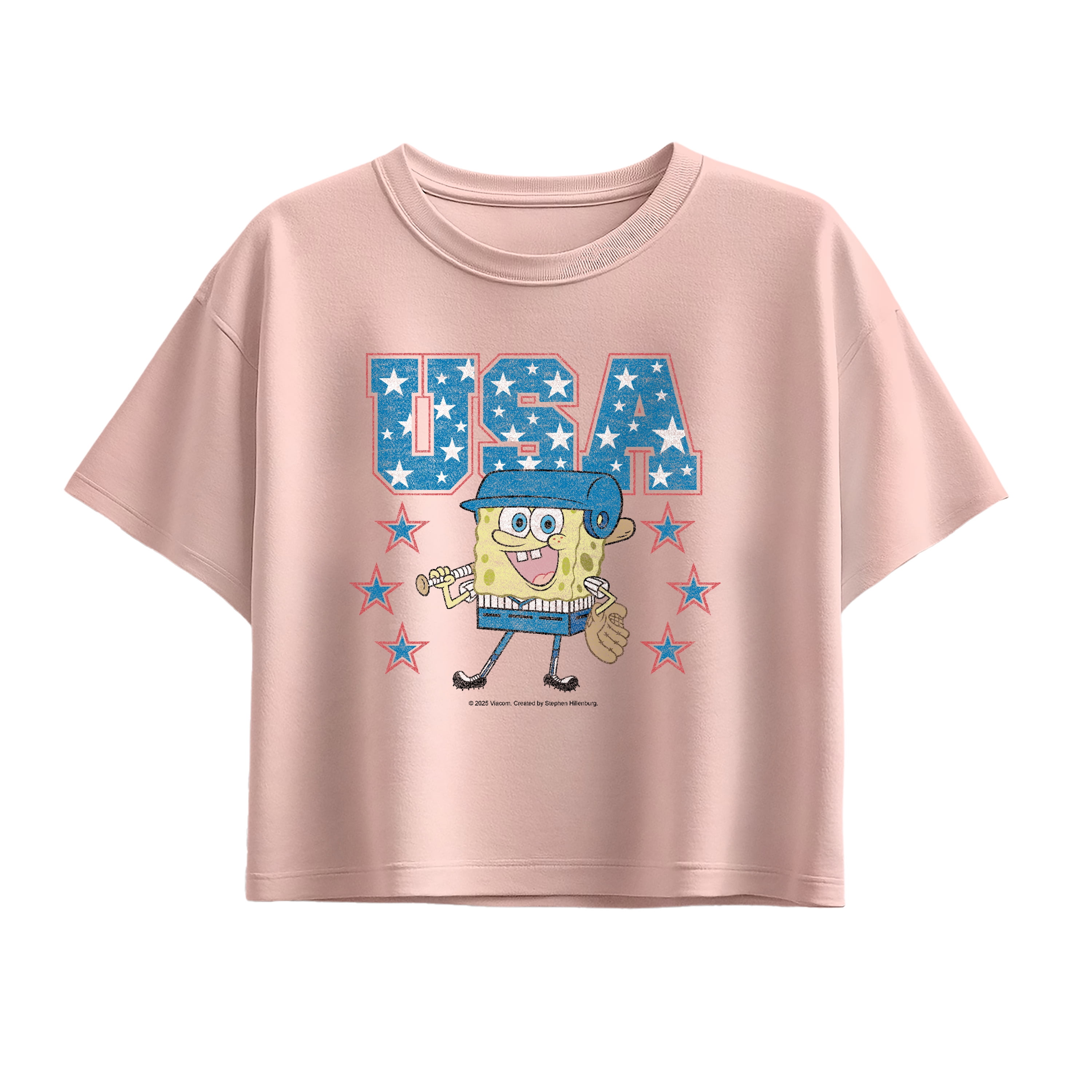SpongeBob SquarePants - Usa Baseball - Youth Girls Boxy T-Shirt ...