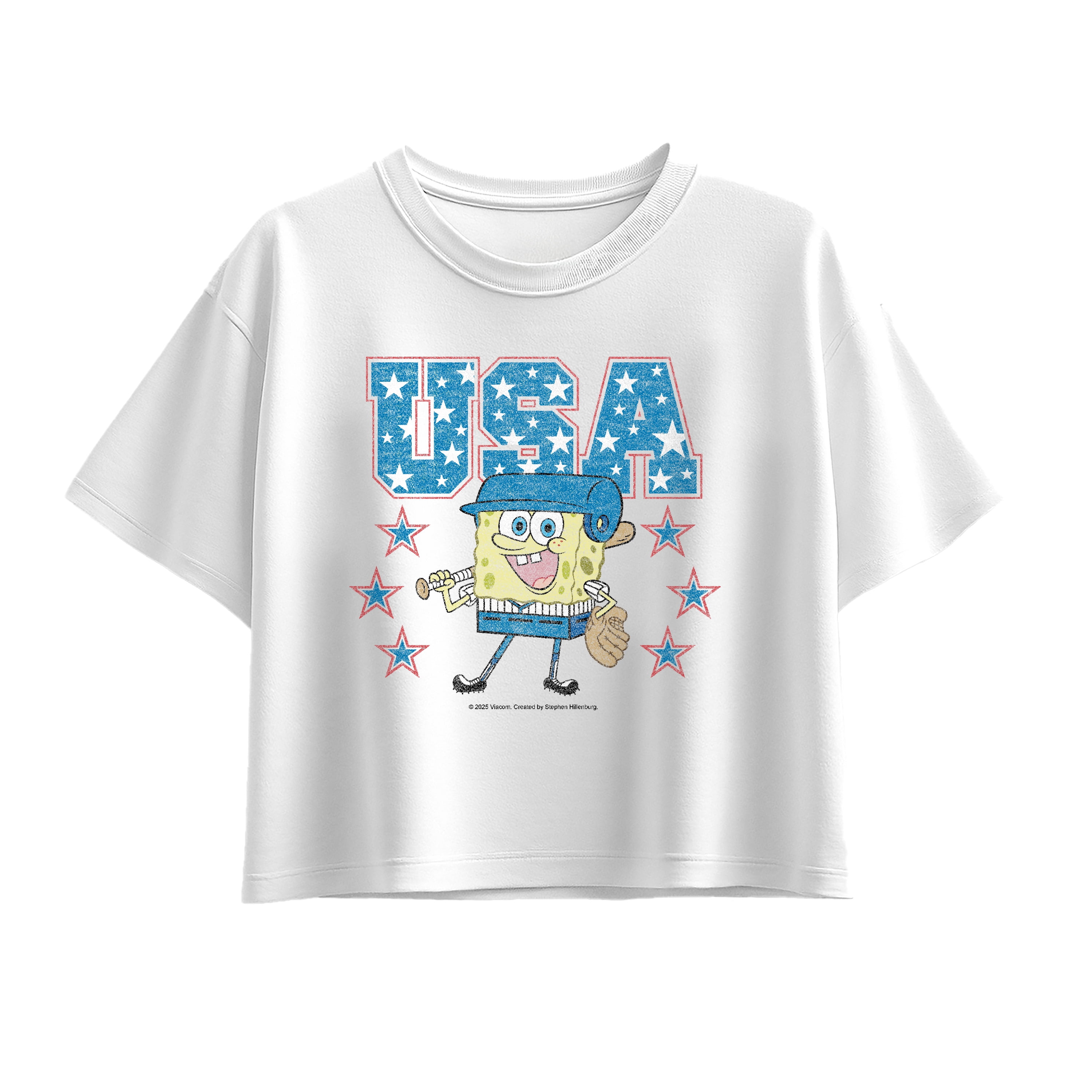 SpongeBob SquarePants - Usa Baseball - Youth Girls Boxy T-Shirt ...