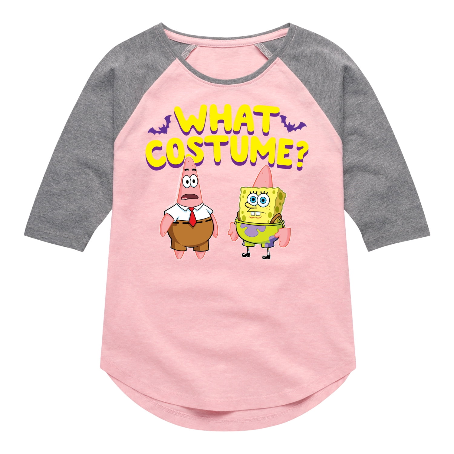 SpongeBob SquarePants - What Costume - Girls Shirt Tail Raglan ...