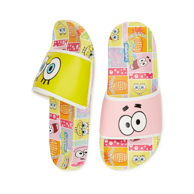 SpongeBob SquarePants Women's SpongeBob and Patrick Slide Sandals Sizes ...