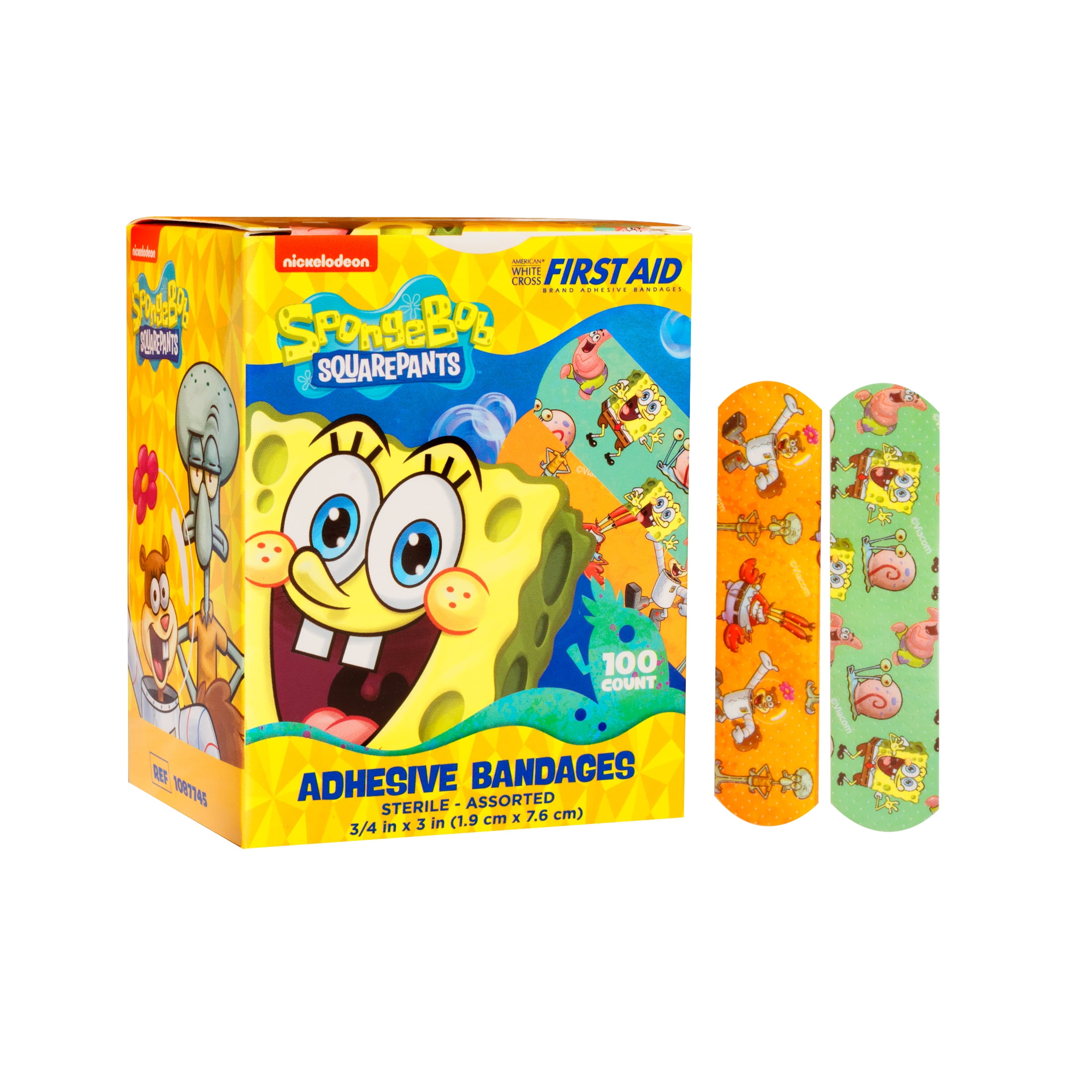 SpongeBob SquarePants Adhesive Bandages, Kids Band Aids, 100/Box ...
