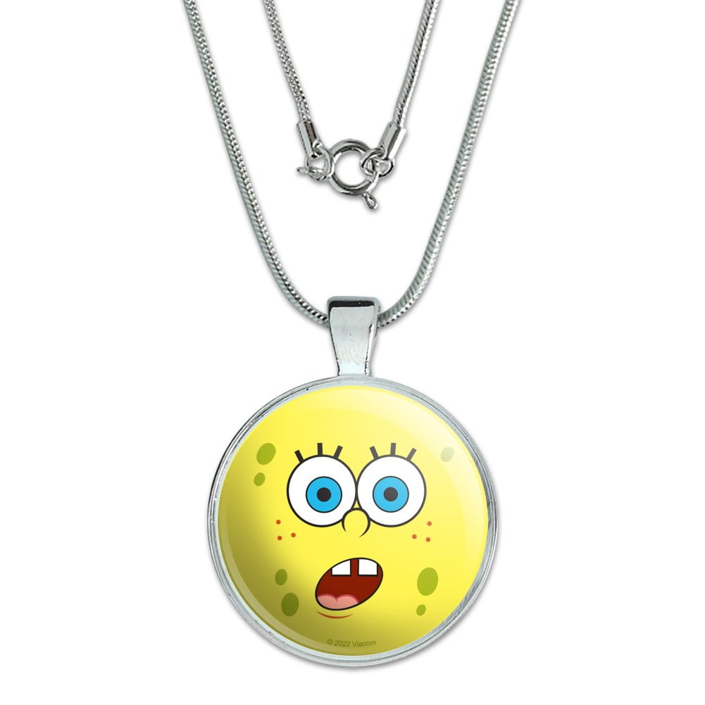 SpongeBob Surprise Face 1" Pendant with Sterling Silver Plated Chain ...