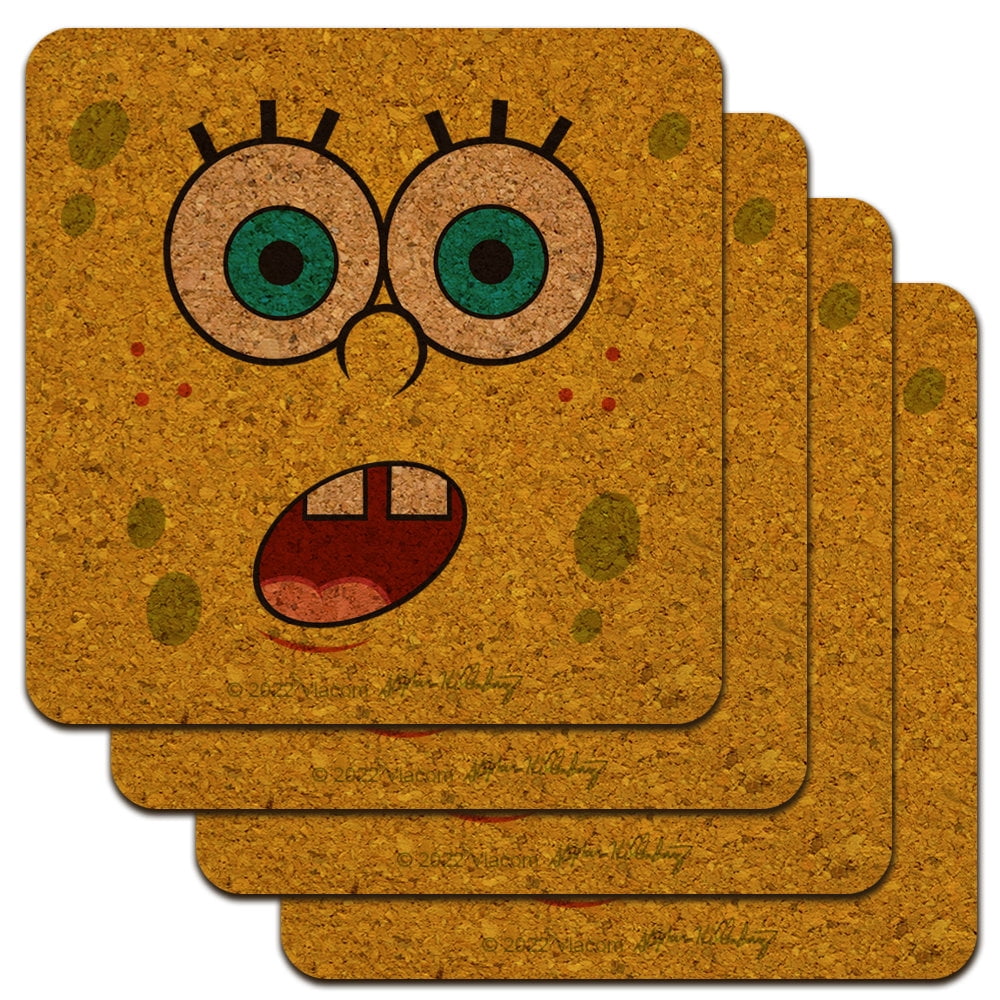 SpongeBob Surprise Face Low Profile Novelty Cork Coaster Set - Walmart.com