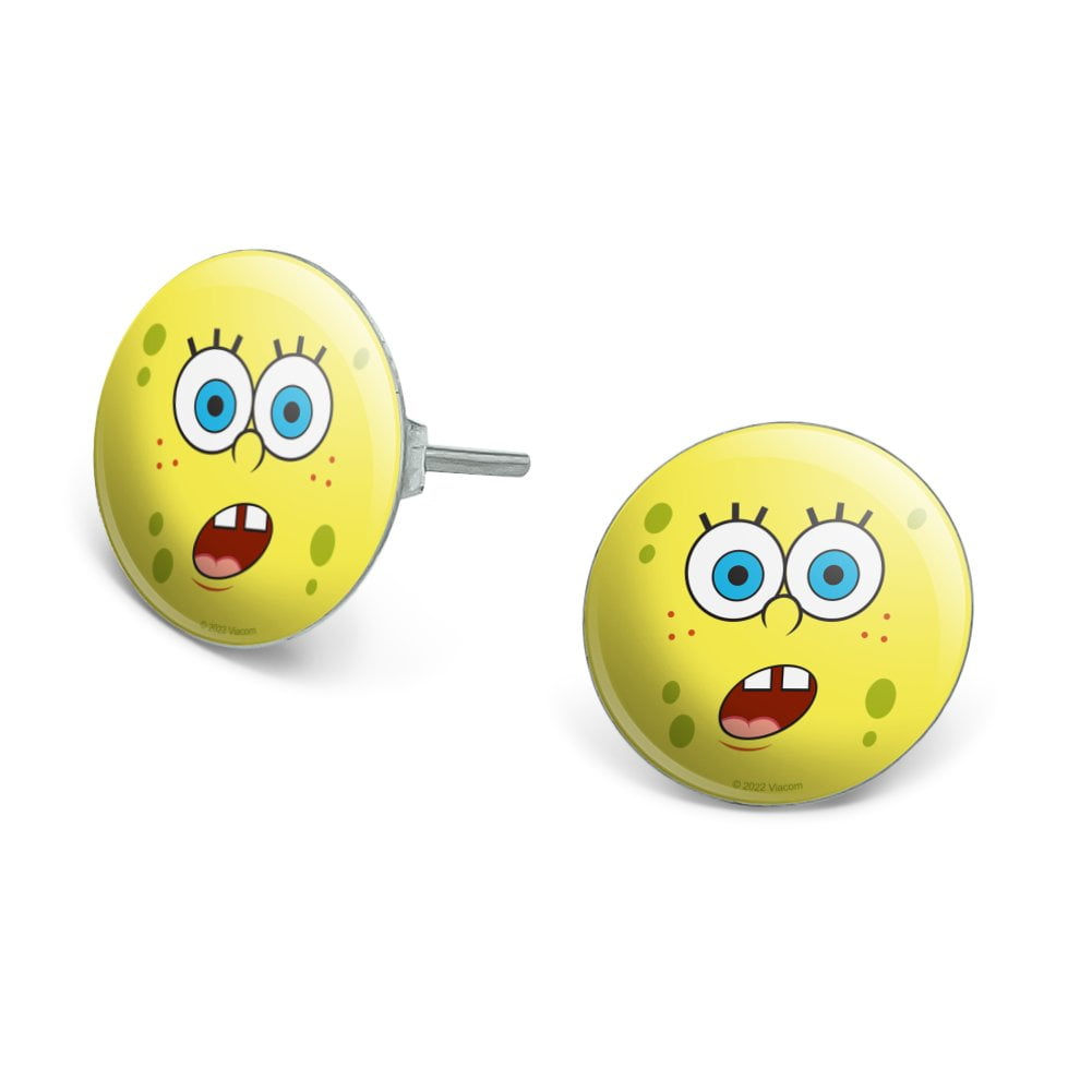 SpongeBob Surprise Face Novelty Silver Plated Stud Earrings - Walmart.com
