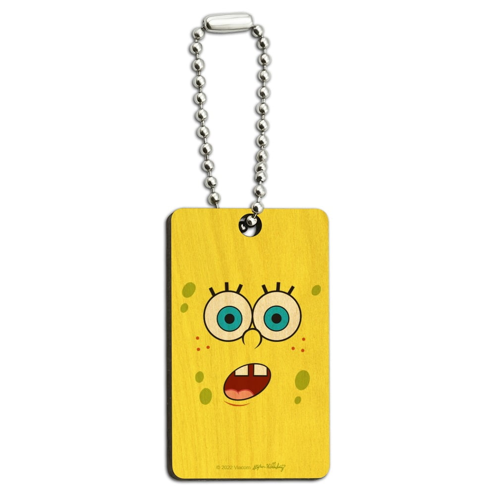 SpongeBob Surprise Face Wood Wooden Rectangle Keychain Key Ring ...
