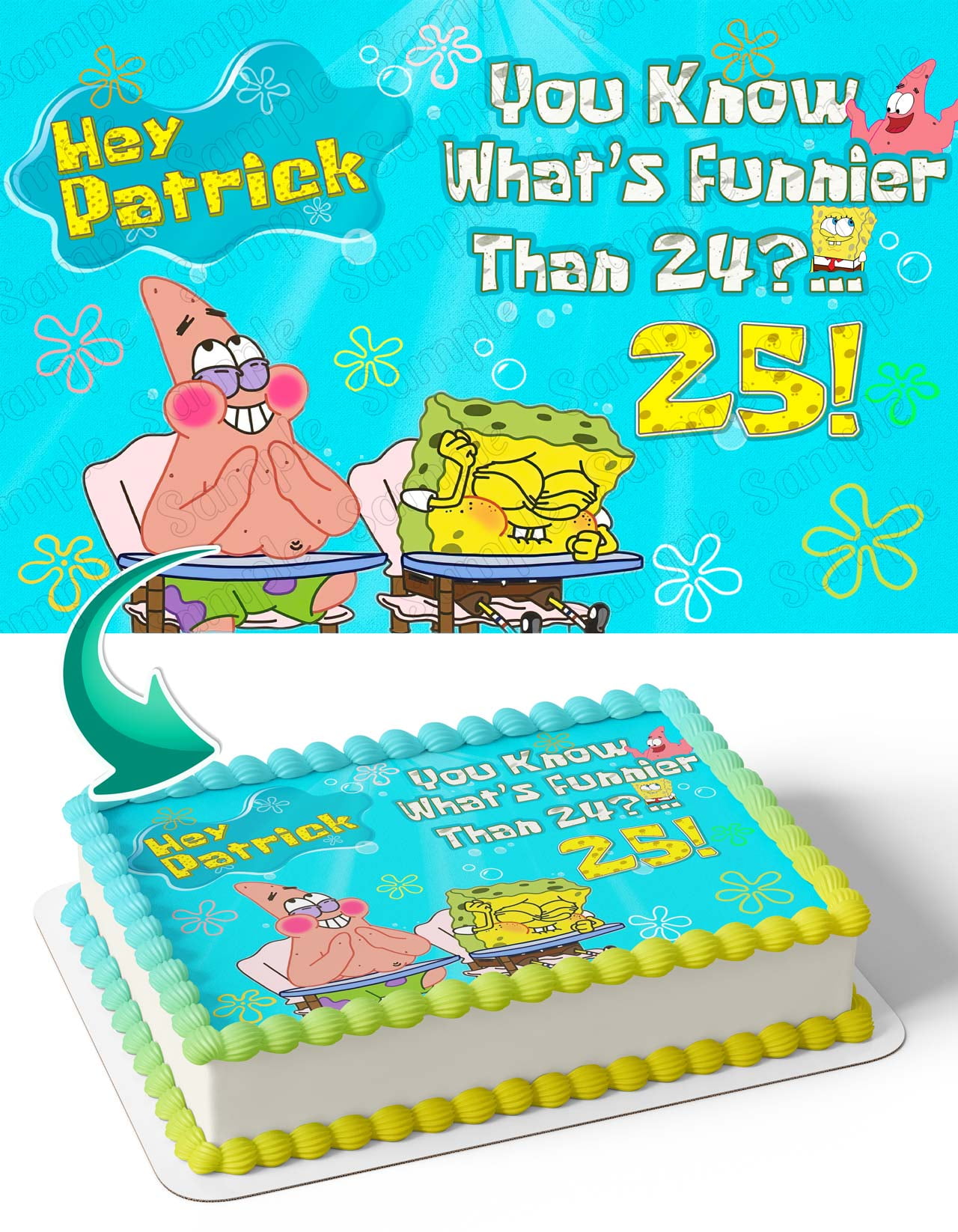 SpongeBob Whats Funnier Than 24 2023 Edible Image Cake Topper Birthday ...