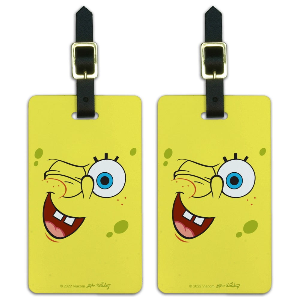SpongeBob Winking Face Luggage ID Tags Suitcase Carry-On Cards - Set of ...