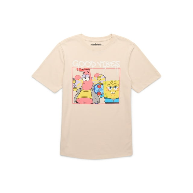 SpongeBob and Patrick Good Vibes Graphic Crew Neck Tee with Short ...