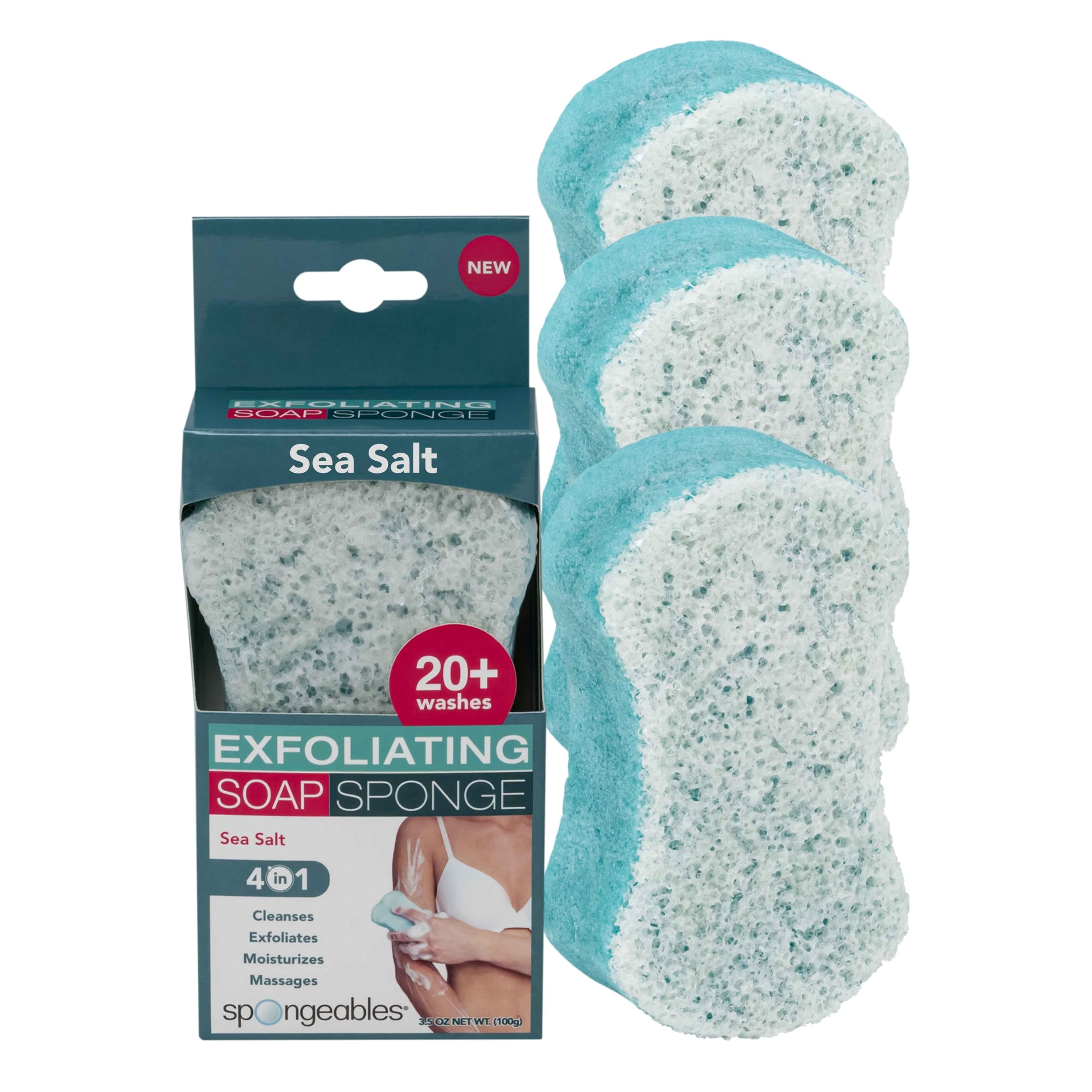 Spongeables Body Wash in SBF3 a 20+ Wash Sponge, Sea Salt, 3 Count ...