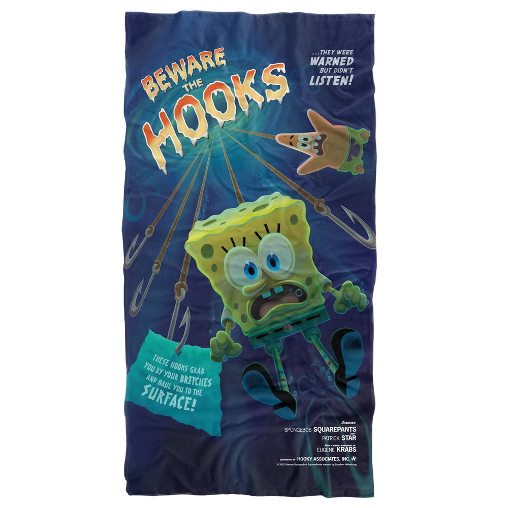 Spongebob, 30'x60' Beware The Hooks Beach Towel - Walmart.com