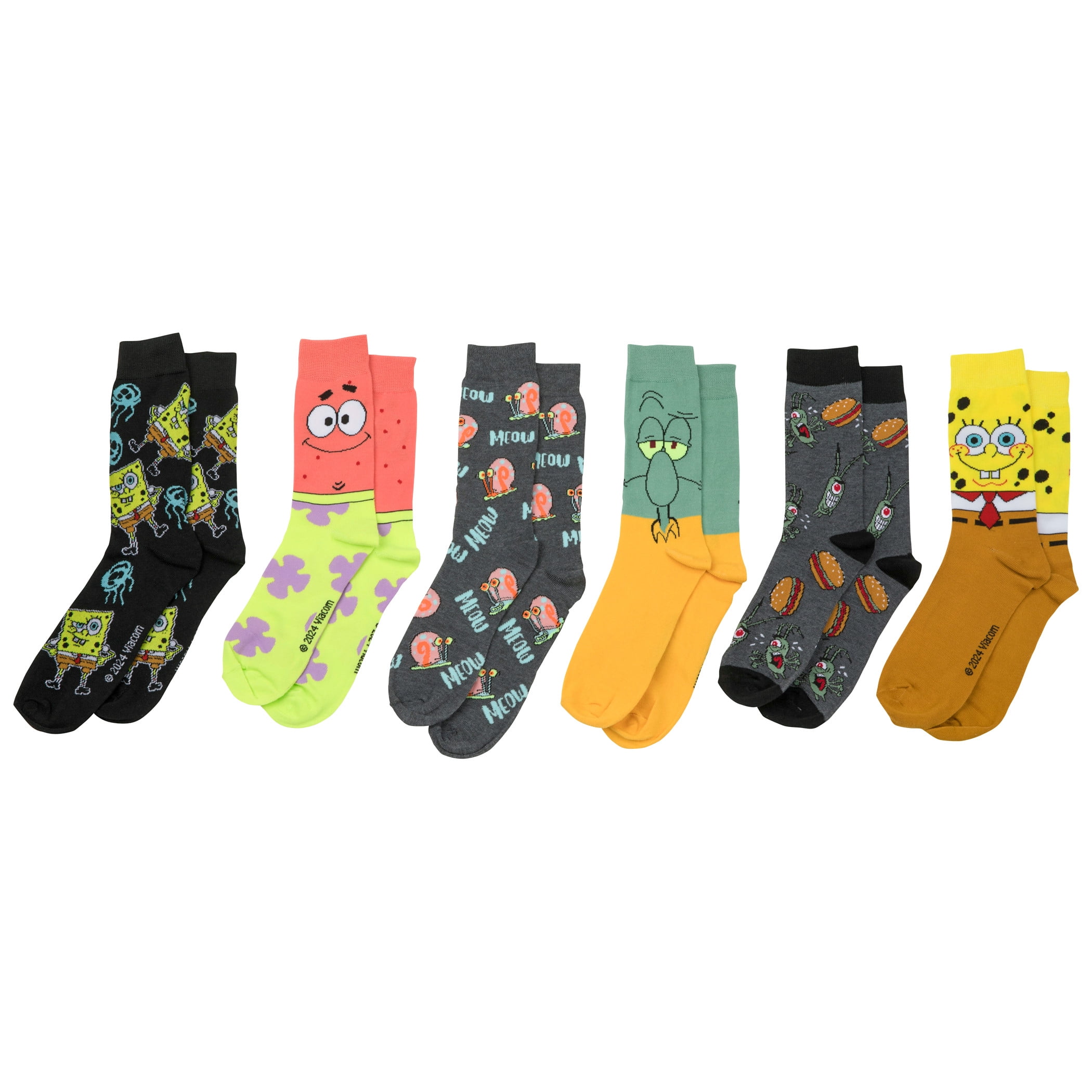 Spongebob 874588 SpongeBob SquarePants Assorted Icons Mens Crew Socks ...