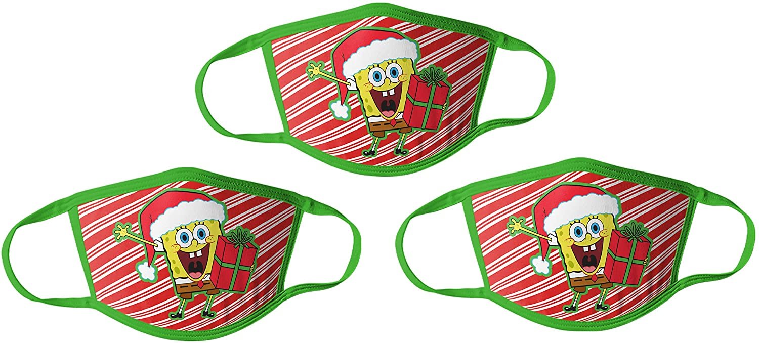 Spongebob Adult Cloth Face Masks Holiday Themed Cotton Pack of 3 ...