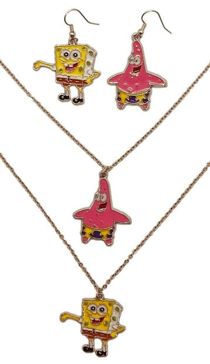 Spongebob And Patrick Cartoon Characters Jewelry Gift Set: Metal ...