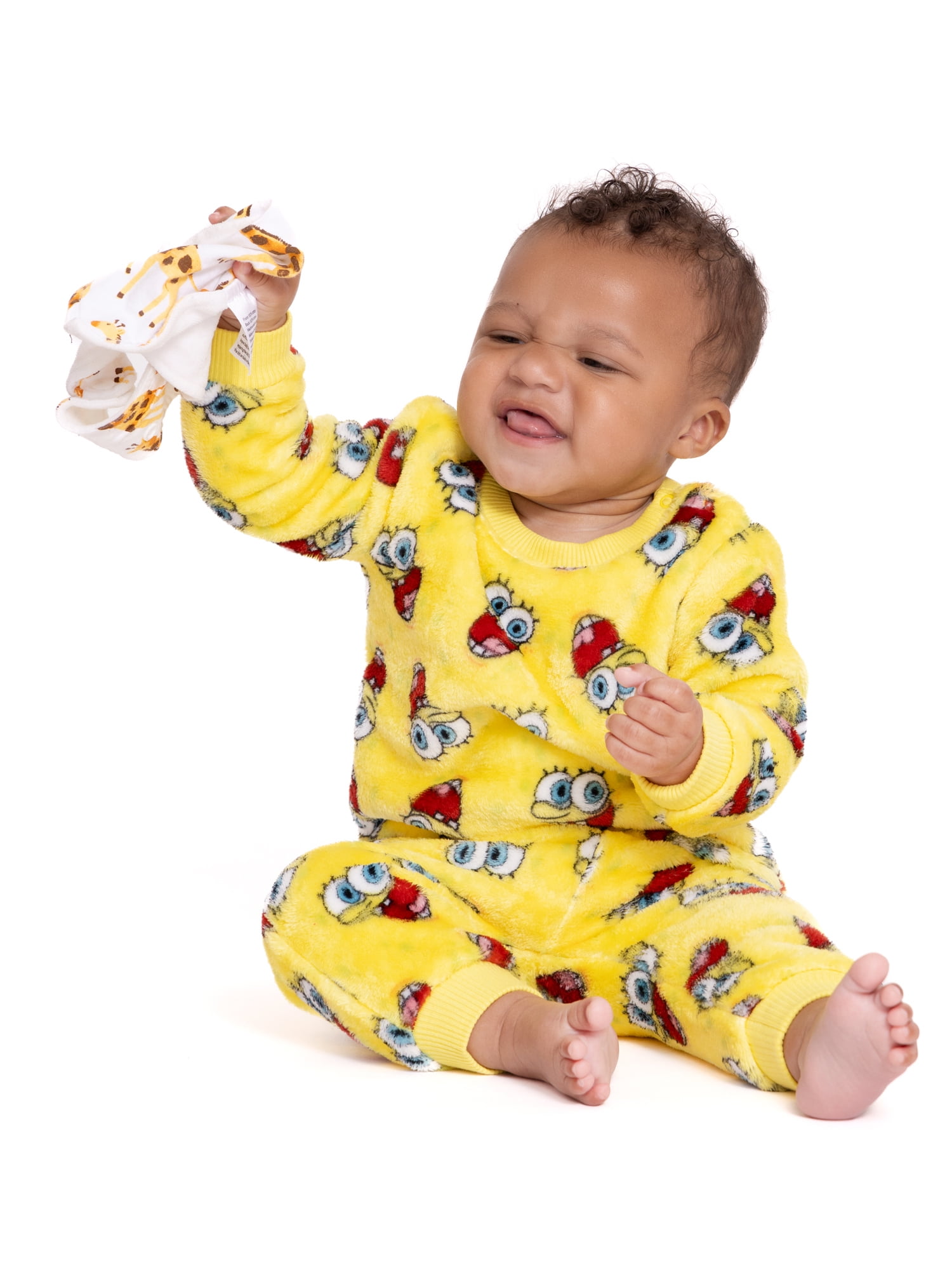 SpongeBob Baby All-Over Print Plush Pajama Set, 2-Piece, Sizes 0/3 ...