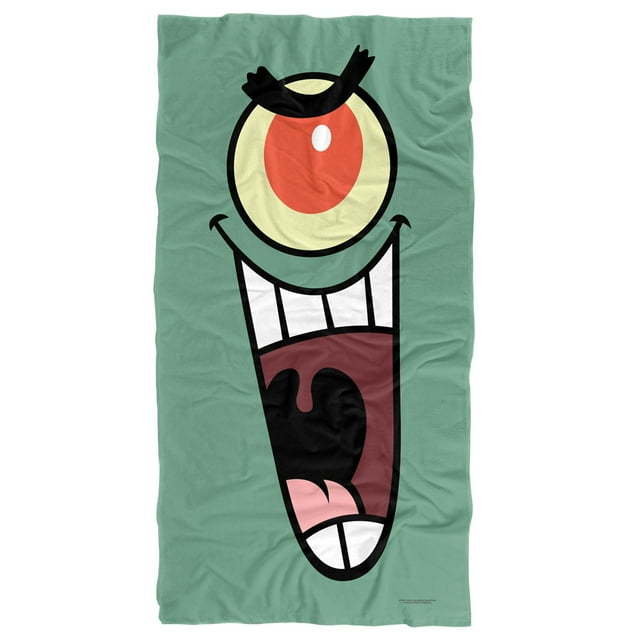 Spongebob Beach Towel, 30"x60", Plankton Face Beach Towel - Walmart.com