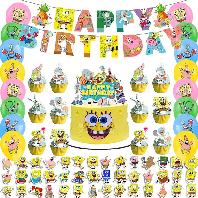 Spongebob Birthday Party Decorations 84 Pcs Cartoon Spongebob Birthday